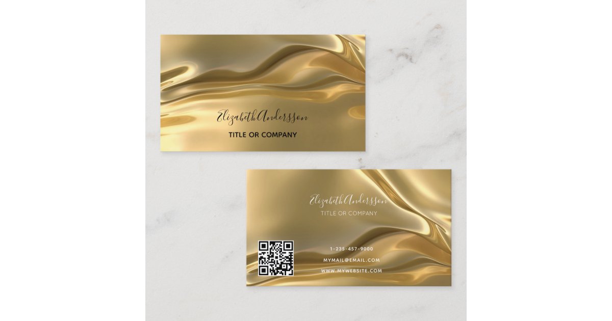 Gold metallic qr code business card | Zazzle