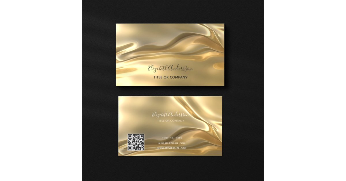 Gold metallic qr code business card | Zazzle