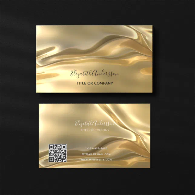 Gold metallic qr code business card | Zazzle