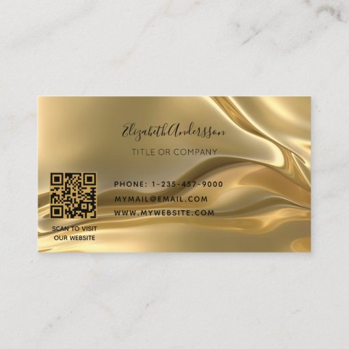 Gold metallic qr code logo business card | Zazzle