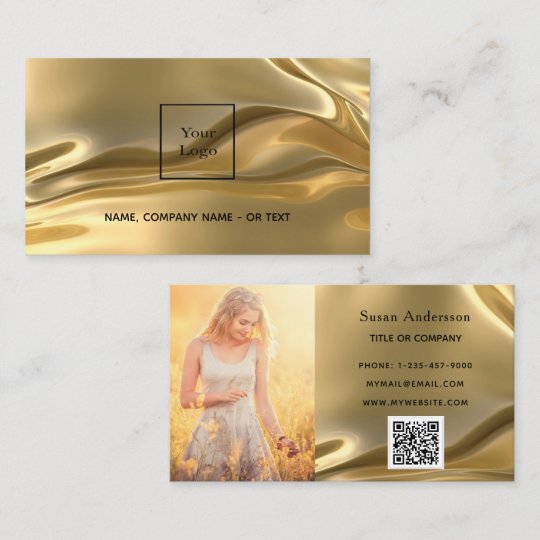 Gold metallic qr code logo employee photo business card | Zazzle.com