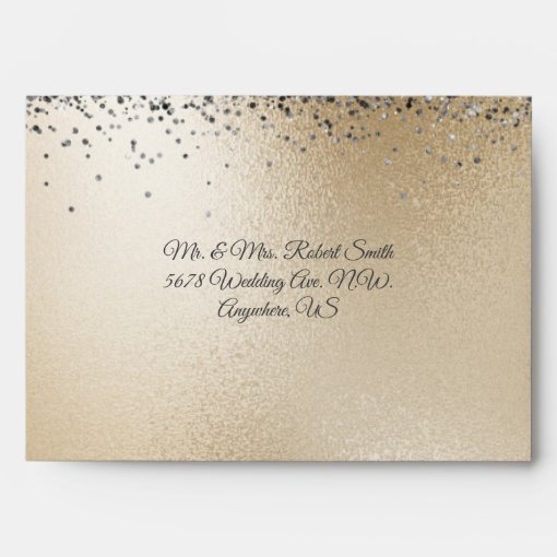 Gold Metallic Silver Glitter Elegant Chic Wedding Envelope | Zazzle