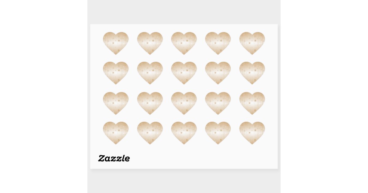 Gold metallic stars heart sticker | Zazzle