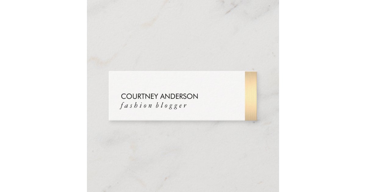Gold Metallic Trim Mini Business Card | Zazzle