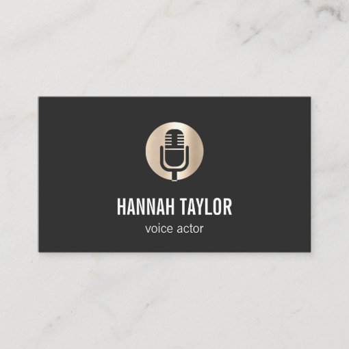 Gold Microphone Voice Actor Business Card | Zazzle