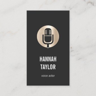 Gold Microphone Voice Actor Vertical Business Card | Zazzle