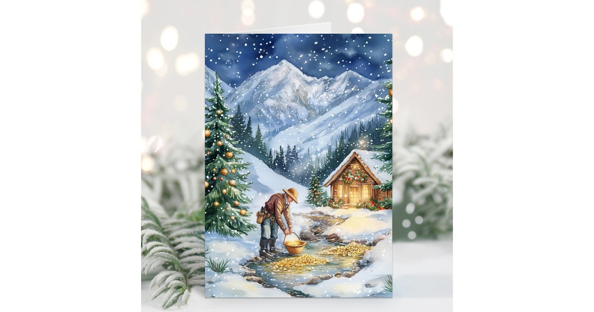 Gold Miner Gold Mining Gold Christmas Card | Zazzle