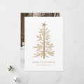Gold Minimal Christmas Pine Tree Photo Holiday Card | Zazzle
