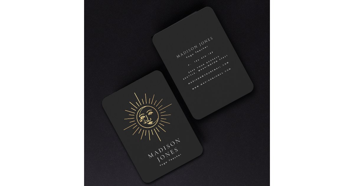 Gold Minimal Sun And Moon Business Card Zazzle