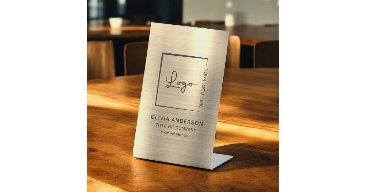Gold Minimalist Business Logo Professional Modern Pedestal Sign | Zazzle