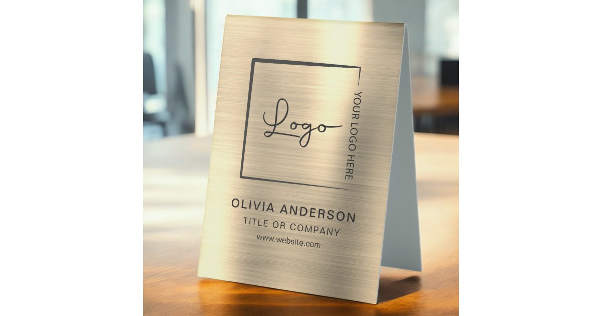 Gold Minimalist Business Logo Professional Modern Table Tent | Zazzle