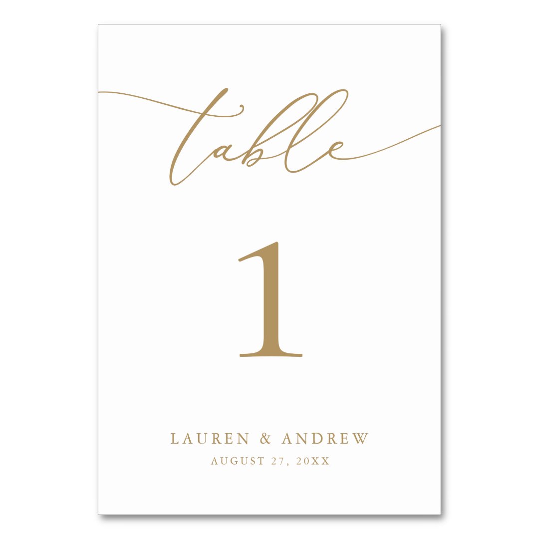 Gold Minimalist Modern Wedding | Event Custom Table Number | Zazzle