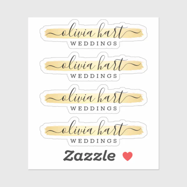 Gold Minimalist Paint Swash Logo Custom Chic Decal | Zazzle