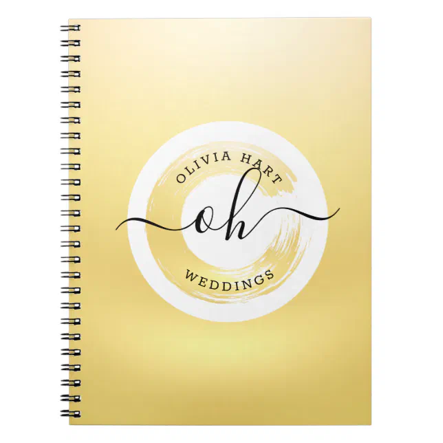 Gold Minimalist Personalized Logo Elegant Stylist Notebook | Zazzle