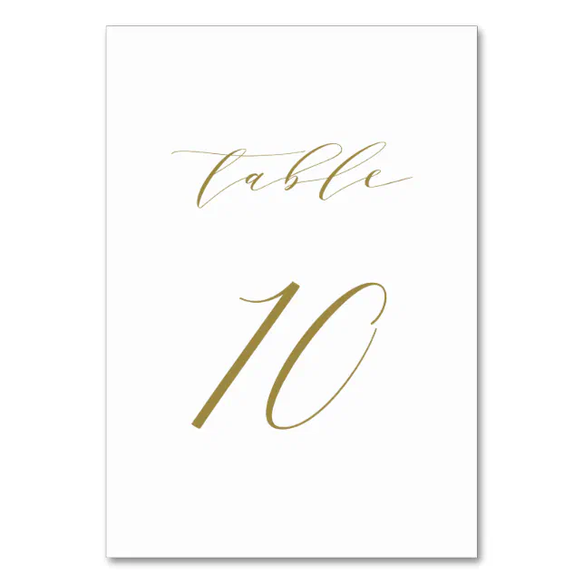 Gold Minimalist Script Wedding Table 10 Table Number | Zazzle