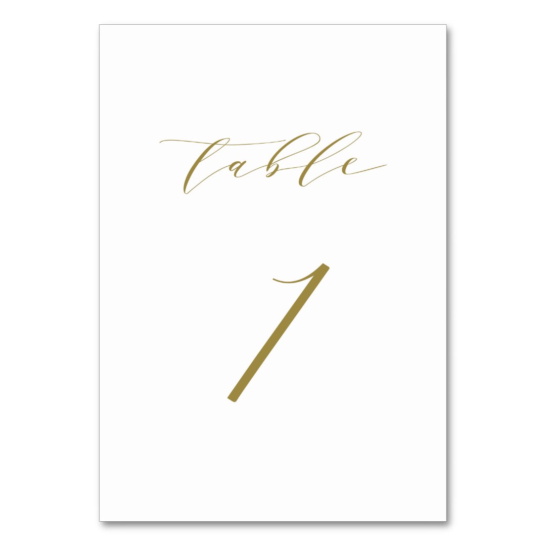 Gold Minimalist Script Wedding Table 1 Table Number | Zazzle