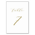 Gold Minimalist Script Wedding Table 7 Table Number | Zazzle