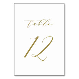 Gold Minimalist Script Wedding Table Number 12 | Zazzle