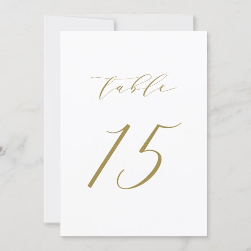 Gold Minimalist Script Wedding Table Number 15 | Zazzle