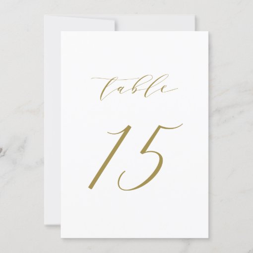 Gold Minimalist Script Wedding Table Number 15 | Zazzle