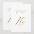 Gold Minimalist Script Wedding Table Number 16 | Zazzle