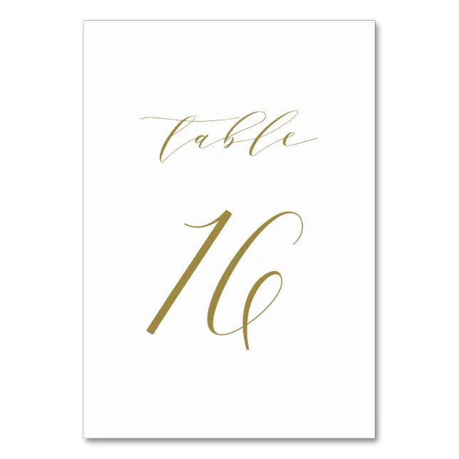 Gold Minimalist Script Wedding Table Number 16 | Zazzle
