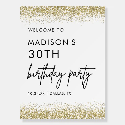 Gold Modern 30th Birthday Party Welcome Sign | Zazzle