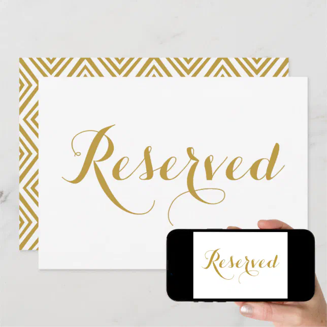 Gold Modern Calligraphy Reserved Wedding Sign Invitation | Zazzle