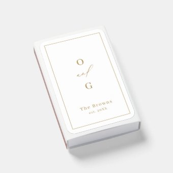 Gold modern couple monograms minimalist wedding matchboxes | Zazzle