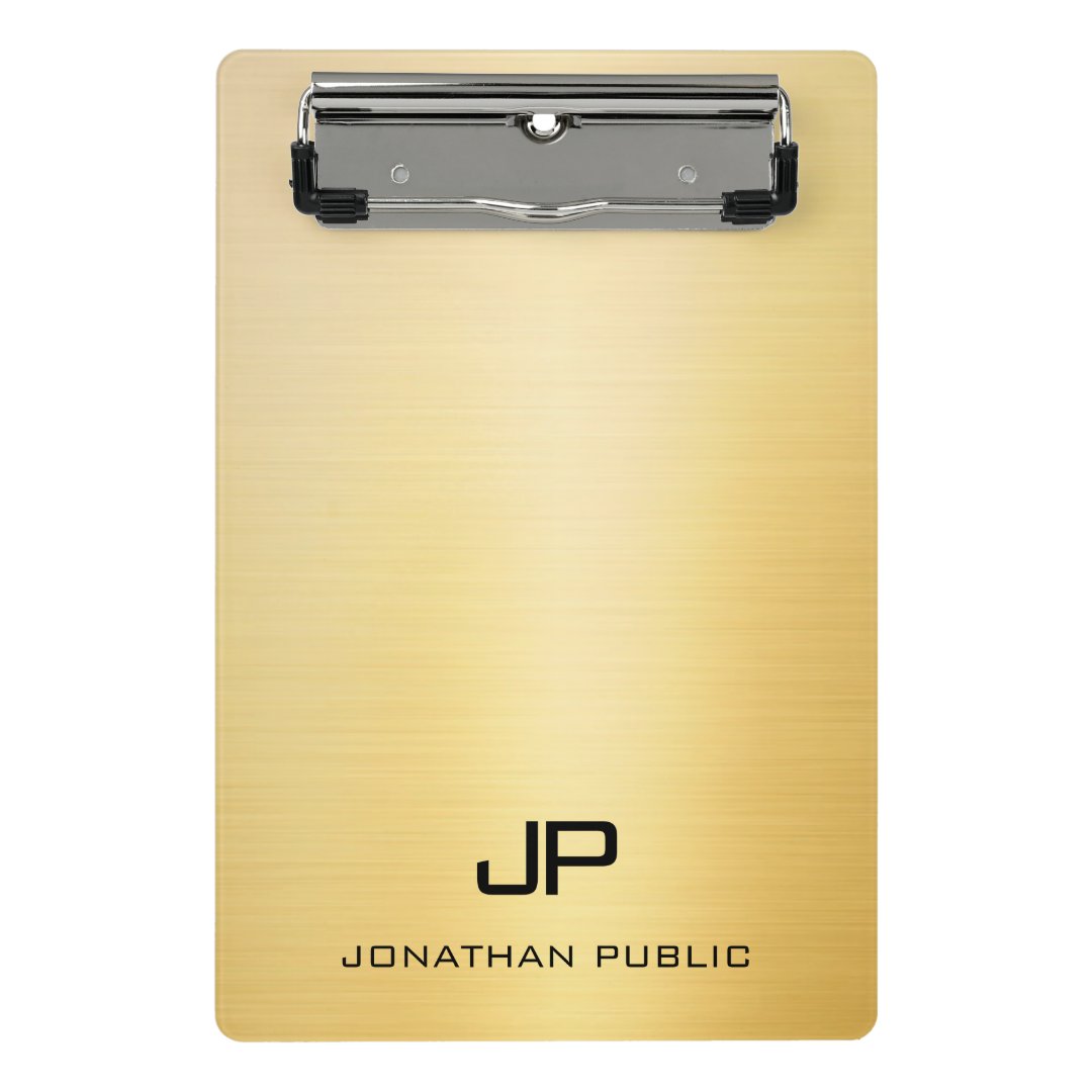 Gold Modern Elegant Monogram Minimalist Template Mini Clipboard | Zazzle