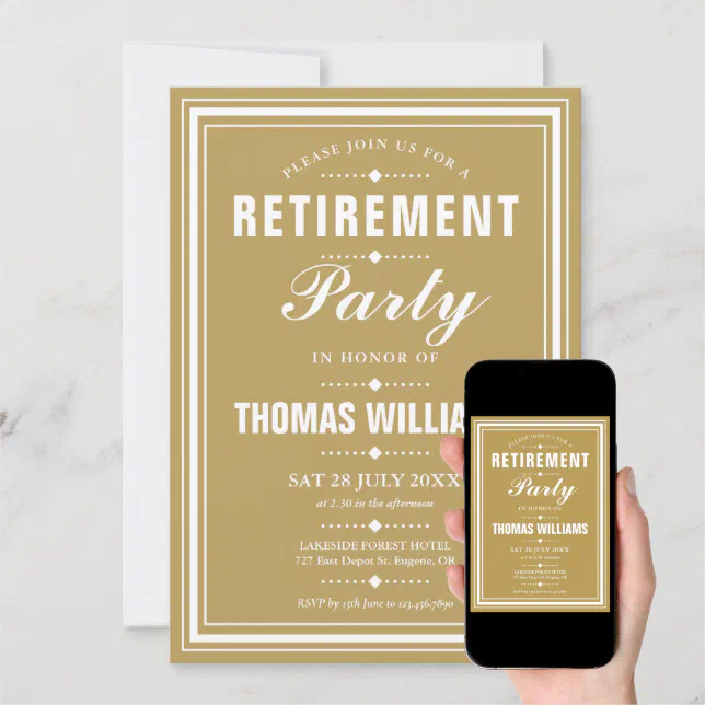 Gold Modern Elegant Retirement Party Invitation | Zazzle