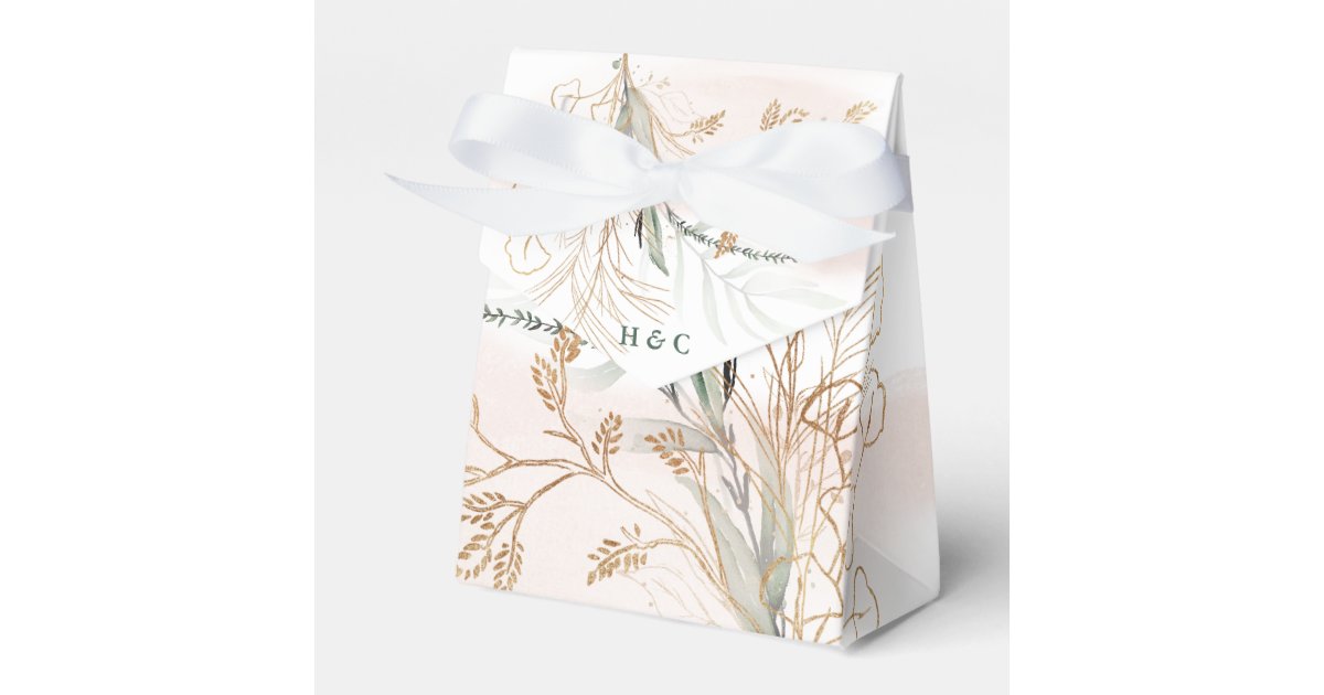 Gold Modern Eucalyptus Abstract Greenery Funky Favor Boxes | Zazzle