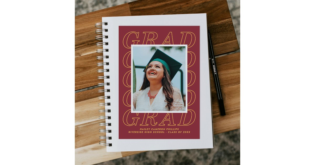 Gold Modern Grad Typography Graduation Photo Card | Zazzle