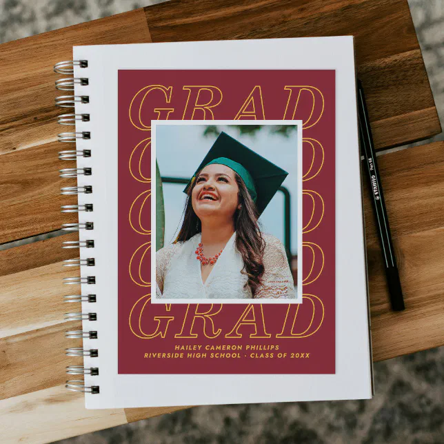 Gold Modern Grad Typography Graduation Photo Card | Zazzle