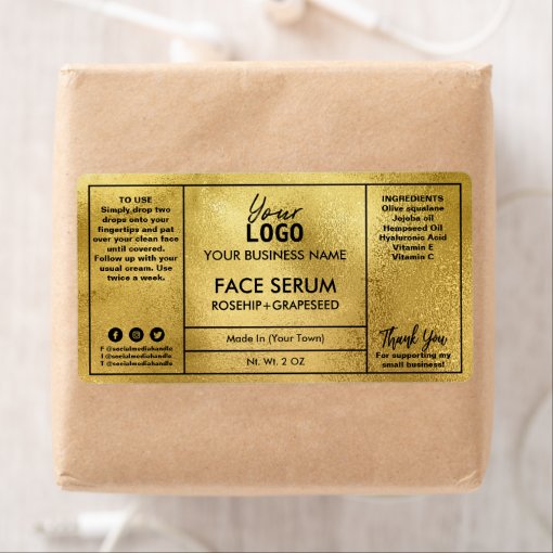Gold Modern Professional Face Serum Label | Zazzle