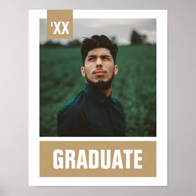 Gold Modern Textured Photo Graduation Poster | Zazzle