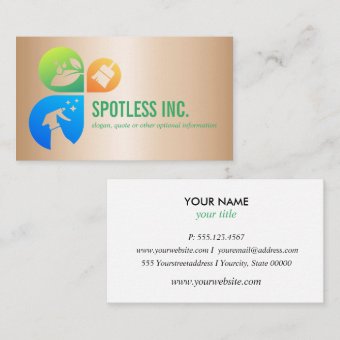 Gold Modern Trendy Cleaning services logo Business Card | Zazzle