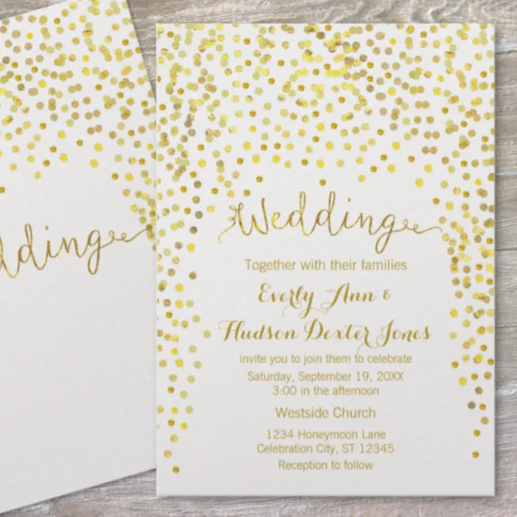 Gold Modern Typography Wedding Invitation | Zazzle