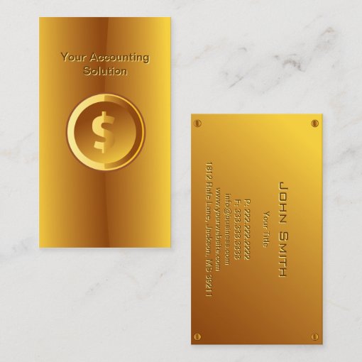 Gold Money Sign Accounting Solution Business Card | Zazzle