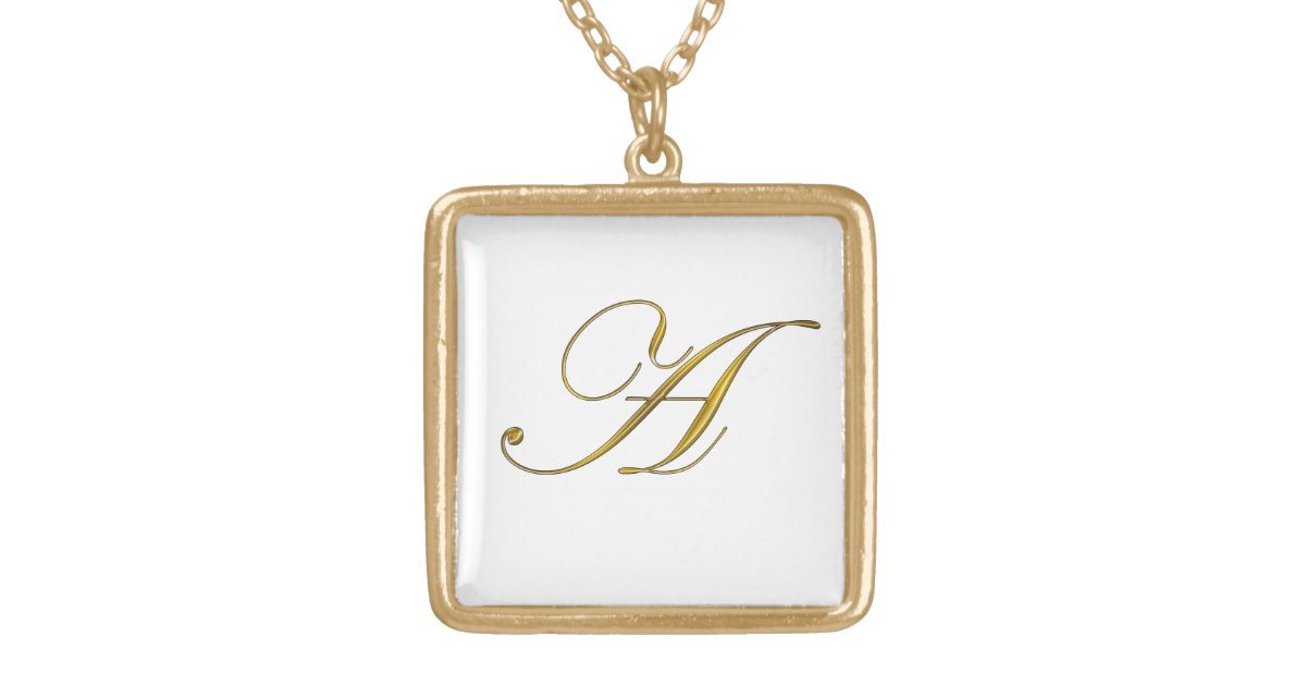 Gold Monogram A Necklaces | Zazzle