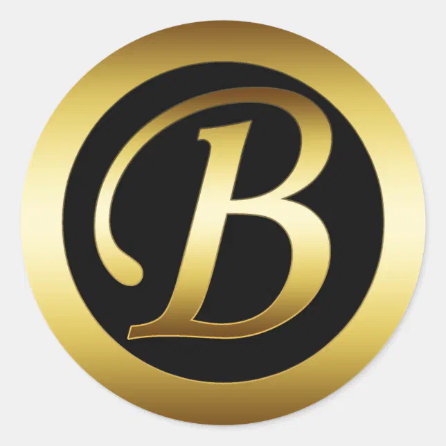 GOLD MONOGRAM B CLASSIC ROUND STICKER | Zazzle