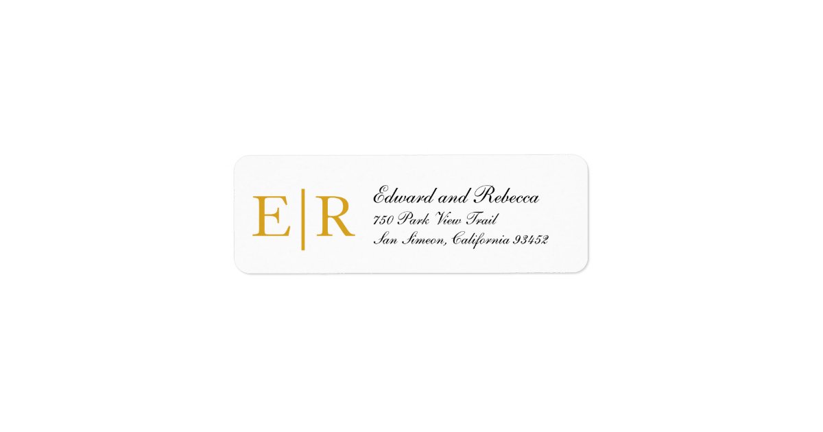 Gold Monogram Calligraphy Wedding Return Address Label | Zazzle