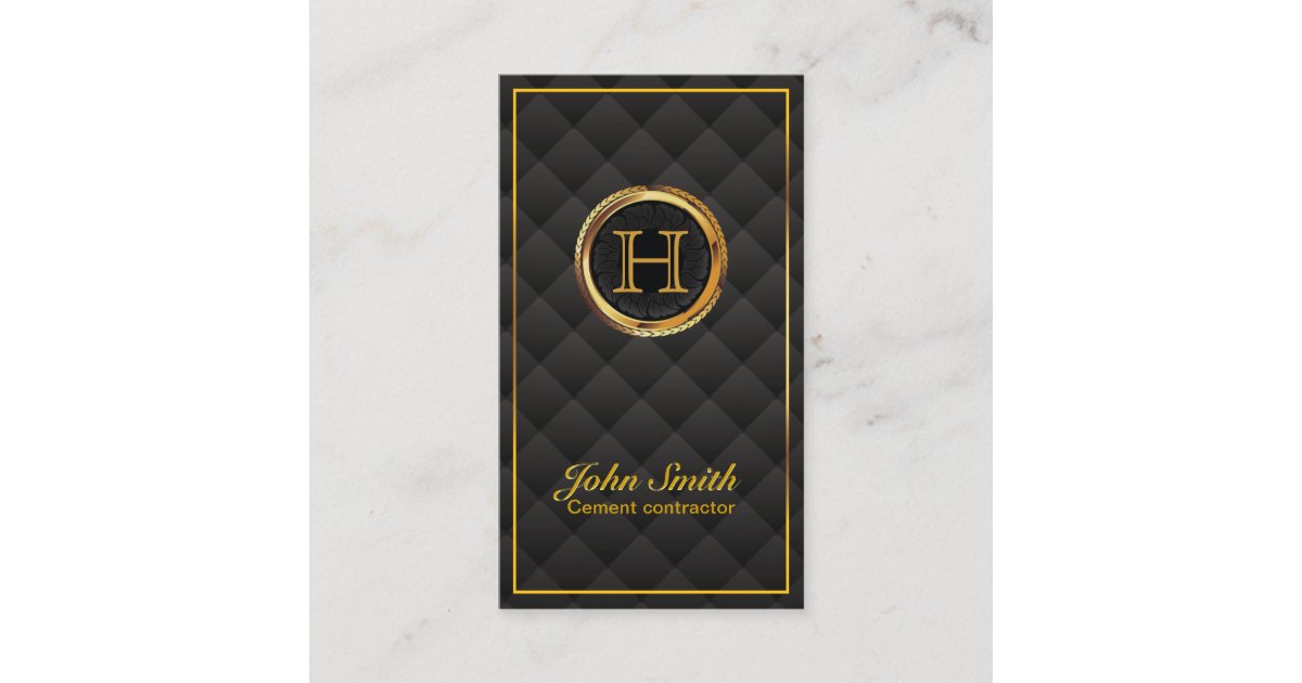 Gold Monogram Cement Contractor Business Card | Zazzle