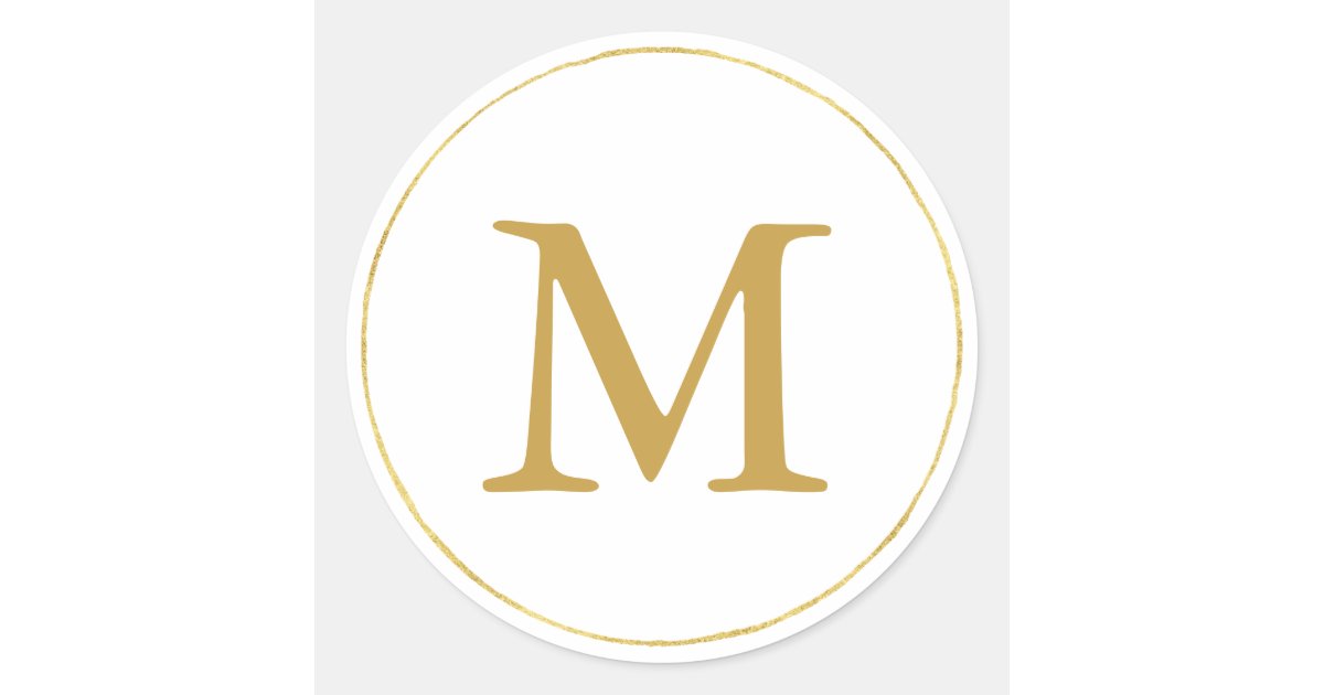 Gold Monogram Classic Round Sticker | Zazzle