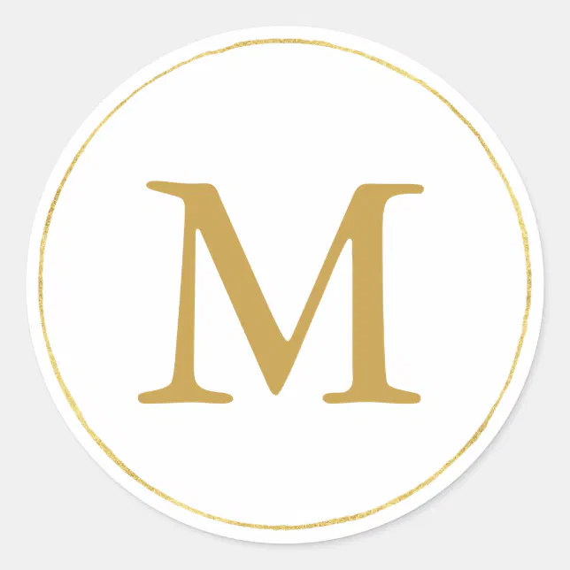 Gold Monogram Classic Round Sticker | Zazzle