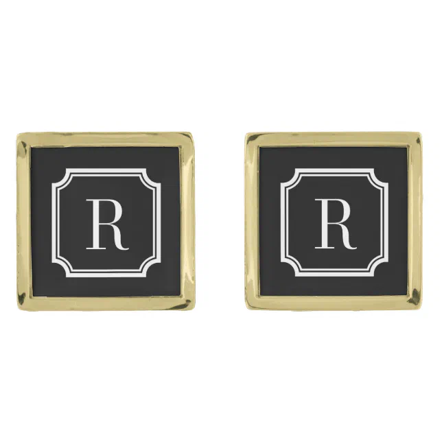Gold monogram cufflinks for groom and groomsmen | Zazzle