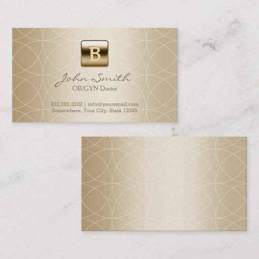 Gold Monogram Geo Patterns OB/GYN Business Card | Zazzle
