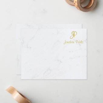 Gold Monogram Handwritten Script Marble Template | Zazzle