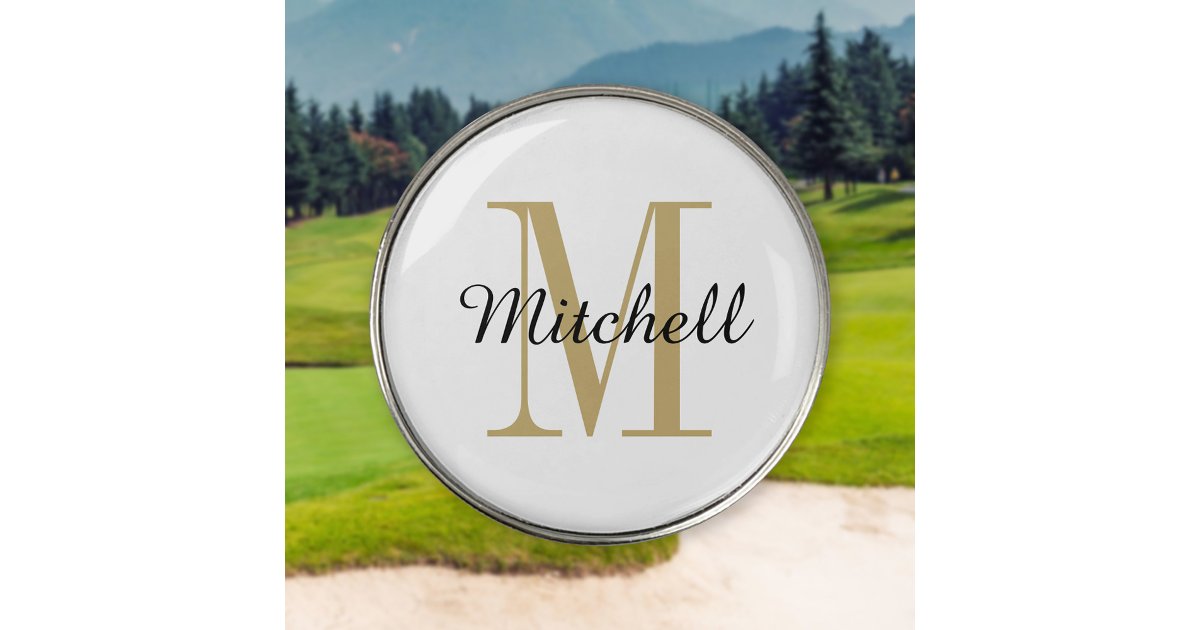 Gold Monogram Initial and Name Personalized Golf Ball Marker | Zazzle