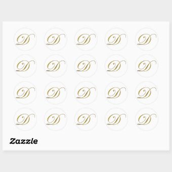Gold Monogram Initial D Sticker | Zazzle